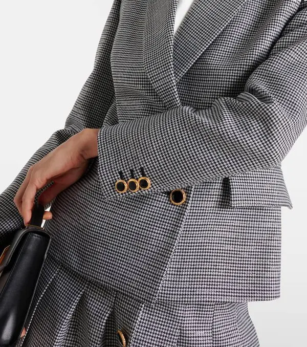 Alessandra Rich Houndstooth Wool-blend Jacket