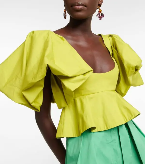 Oscar De La Renta Peplum Crop Top