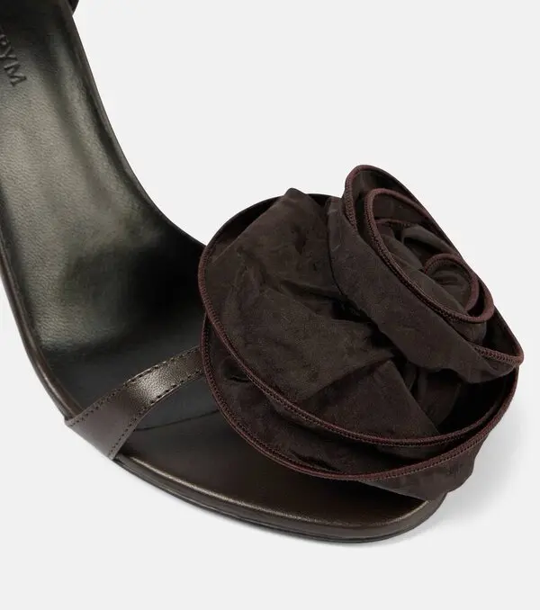 Magda Butrym Floral Appliqué Satin Sandals - Brown
