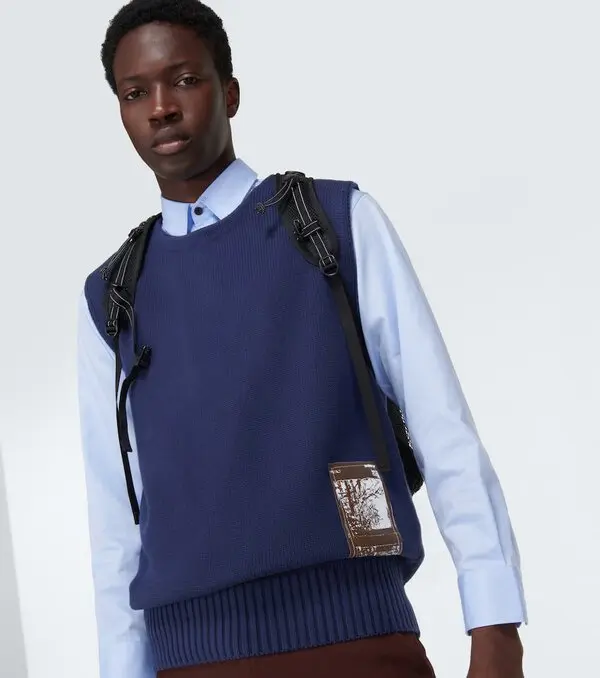 GR10K Embroidered Cotton Sweater Vest