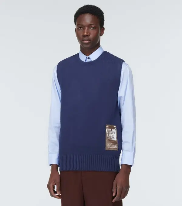 GR10K Embroidered Cotton Sweater Vest