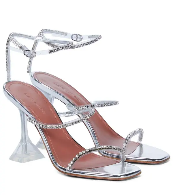 Amina Muaddi Gilda Embellished Pvc Sandals