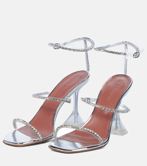 Amina Muaddi Gilda Embellished Pvc Sandals