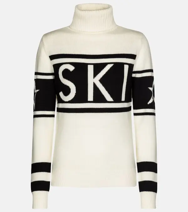 Perfect Moment Schild Intarsia Wool Turtleneck Sweater - White