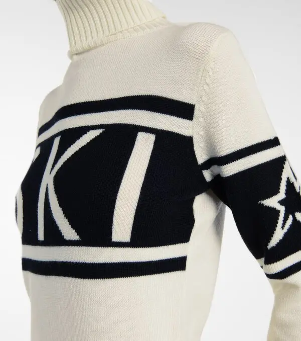 Perfect Moment Schild Intarsia Wool Turtleneck Sweater - White
