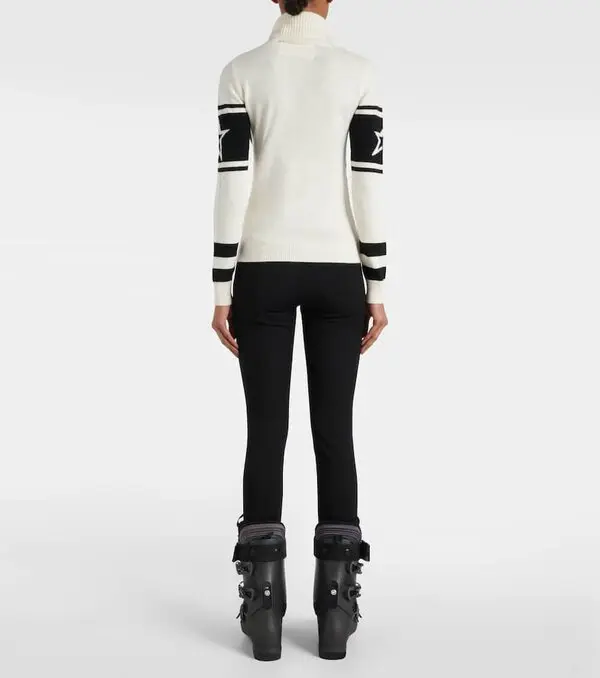 Perfect Moment Schild Intarsia Wool Turtleneck Sweater - White