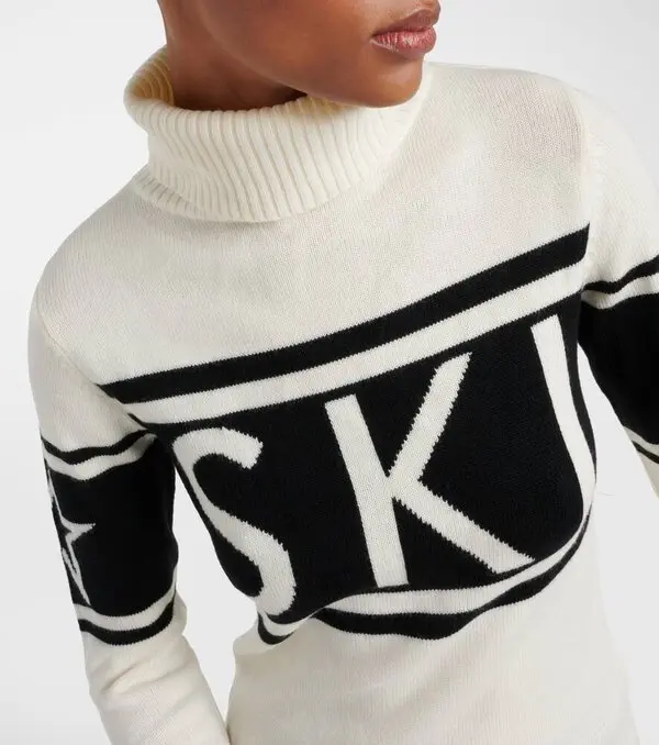 Perfect Moment Schild Intarsia Wool Turtleneck Sweater - White