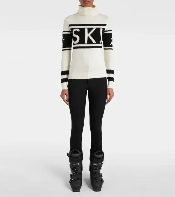 Perfect Moment Schild Intarsia Wool Turtleneck Sweater - White