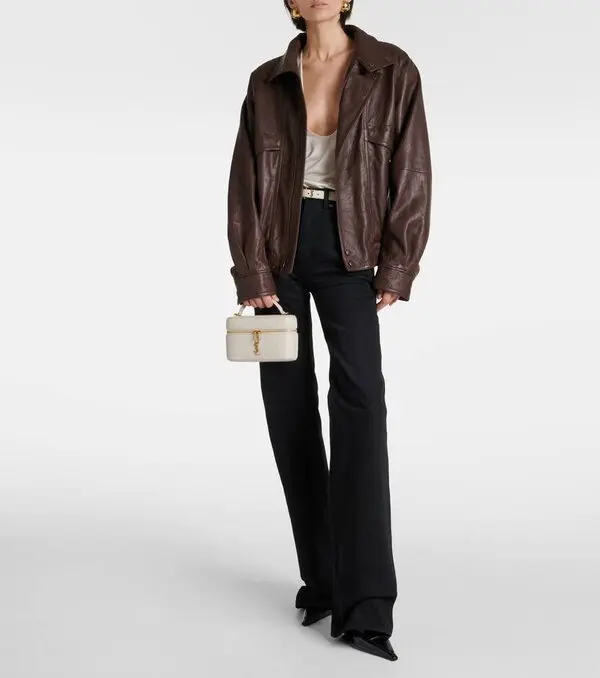 Saint Laurent Gaby Mini Quilted Leather Vanity Bag - White
