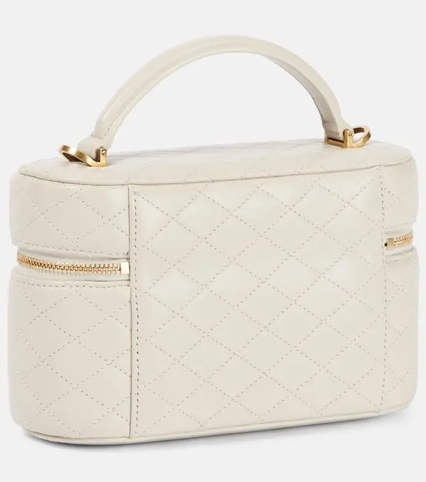 Saint Laurent Gaby Mini Quilted Leather Vanity Bag - White
