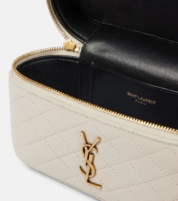 Saint Laurent Gaby Mini Quilted Leather Vanity Bag - White