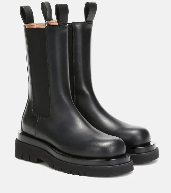 Bottega Veneta Lug Leather Ankle Boots