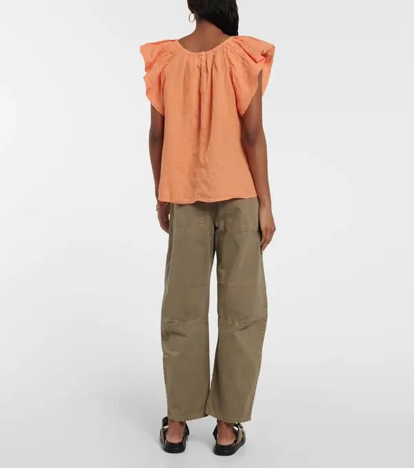 Velvet By Graham & Spencer Ava Linen Top - Orange