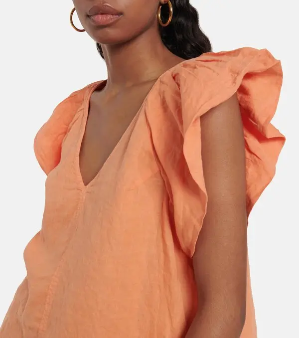 Velvet By Graham & Spencer Ava Linen Top - Orange