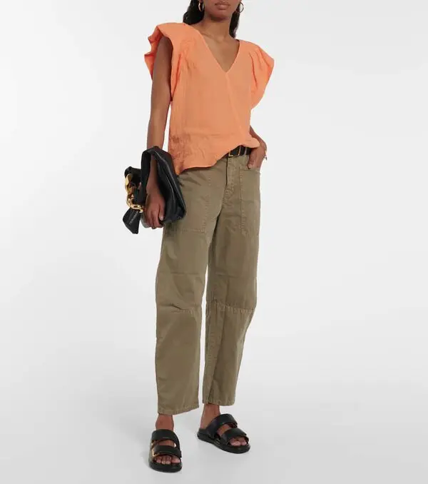 Velvet By Graham & Spencer Ava Linen Top - Orange
