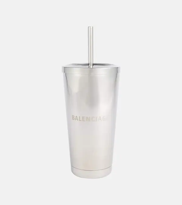 Balenciaga Logo Stainless Steel Travel Cup - Silver