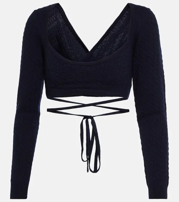 PATOU Cropped Wool And Cashmere Sweater - Black