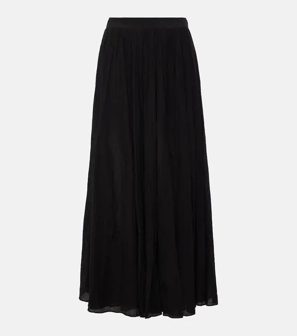 TOTEME Plisse Cotton-blend Maxi Skirt - Black