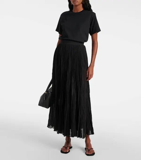 TOTEME Plisse Cotton-blend Maxi Skirt - Black