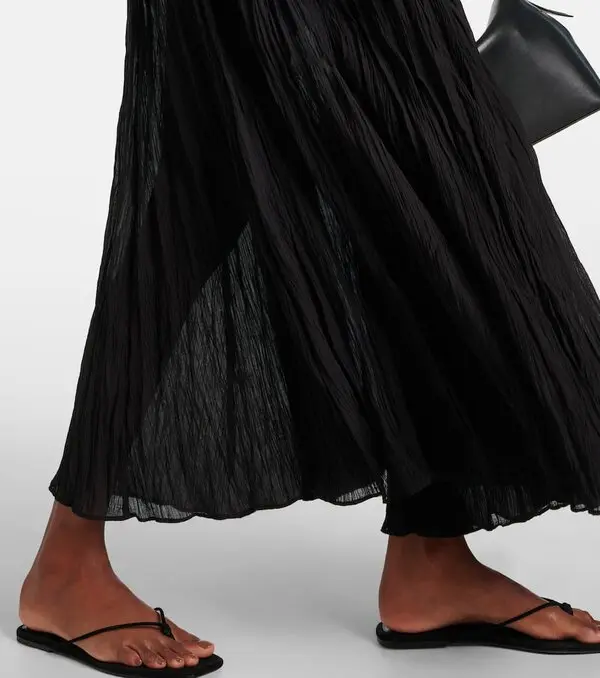 TOTEME Plisse Cotton-blend Maxi Skirt - Black