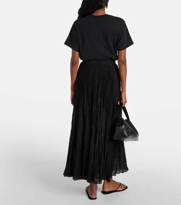 TOTEME Plisse Cotton-blend Maxi Skirt - Black