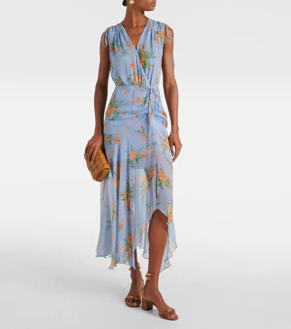 Veronica Beard Dovima Floral Silk Maxi Dress - Blue