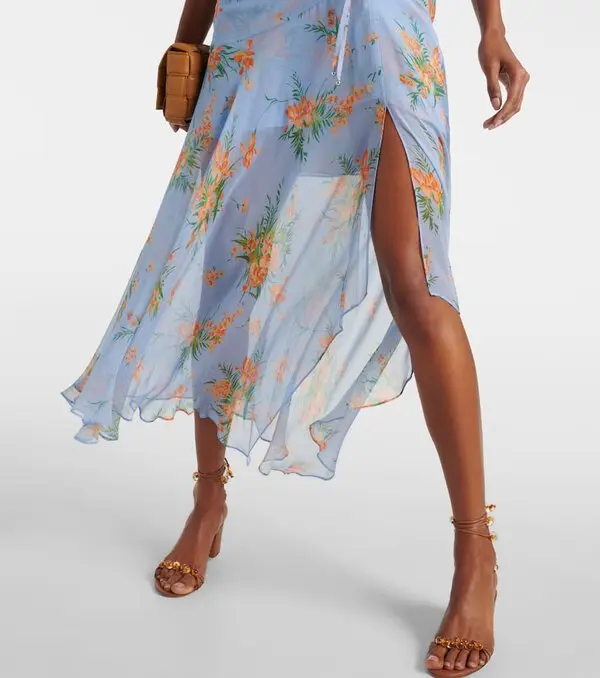 Veronica Beard Dovima Floral Silk Maxi Dress - Blue
