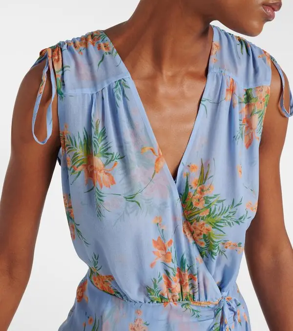 Veronica Beard Dovima Floral Silk Maxi Dress - Blue