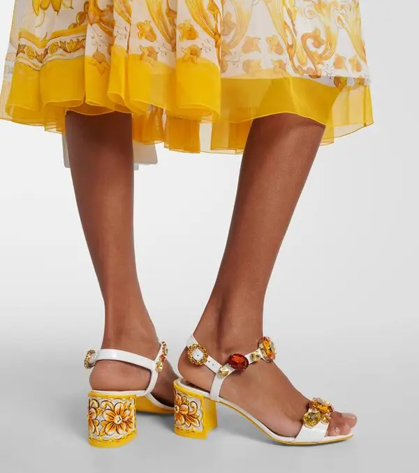 Dolce & Gabbana Keira Embellished Patent Leather Sandals