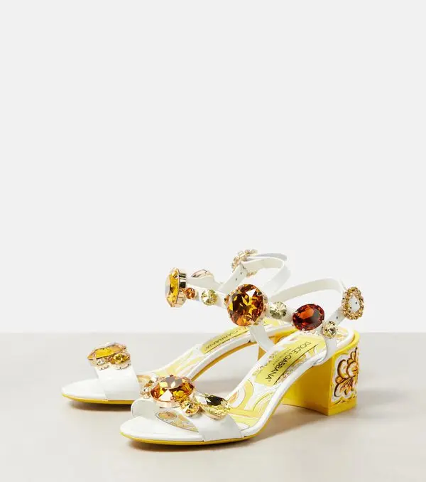 Dolce & Gabbana Keira Embellished Patent Leather Sandals