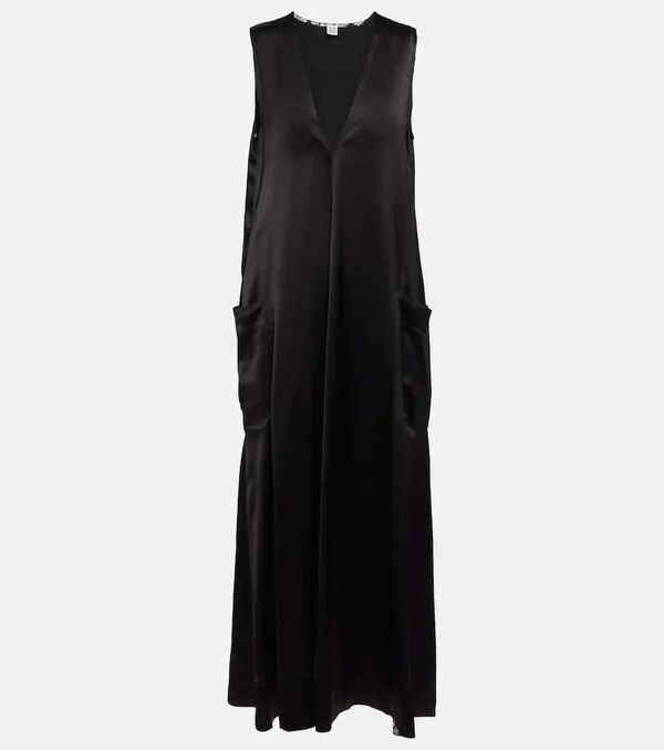 TOTEME Satin Midi Dress - Black