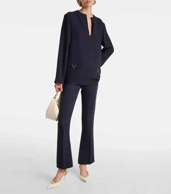 Valentino Garavani Cady Couture High-rise Flared Trousers - Blue