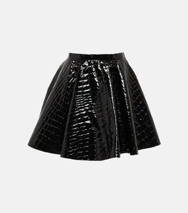Alaïa Pleated Croc-effect Miniskirt