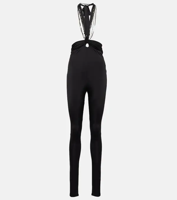 Attico Ruby Halterneck High-rise Slim Pants - Black