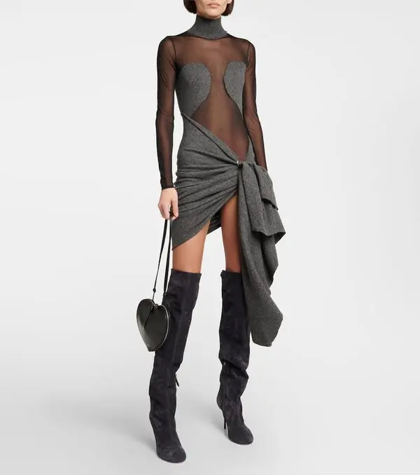 Alaïa Mesh And Wool Draped Minidress