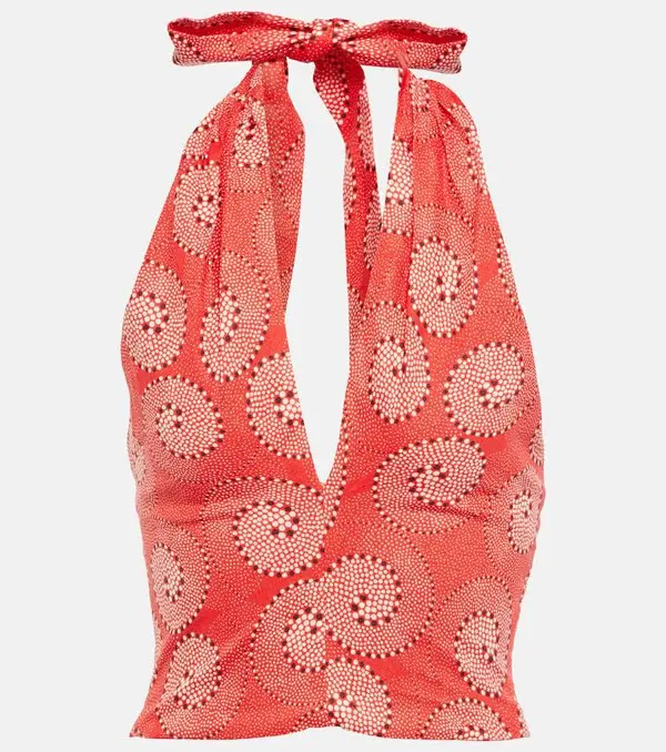 Staud Kai Printed Halterneck Crop Top - Multicoloured