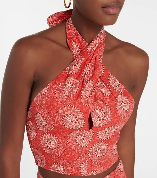 Staud Kai Printed Halterneck Crop Top - Multicoloured