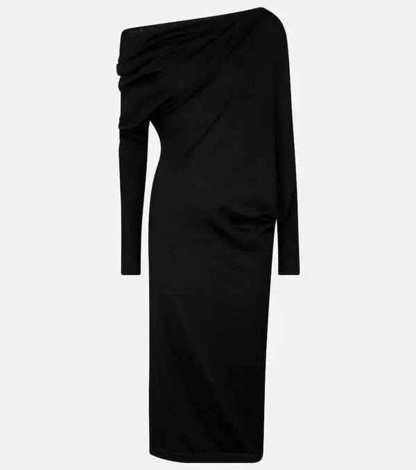 TOM FORD Cashmere And Silk Off-shoulder Midi Dress