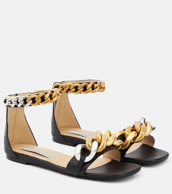 Stella McCartney Falabella Embellished Flat Sandals - Black