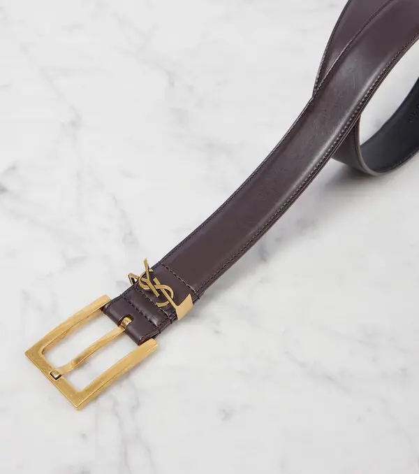 Saint Laurent Cassandre 30mm Leather Belt - Brown