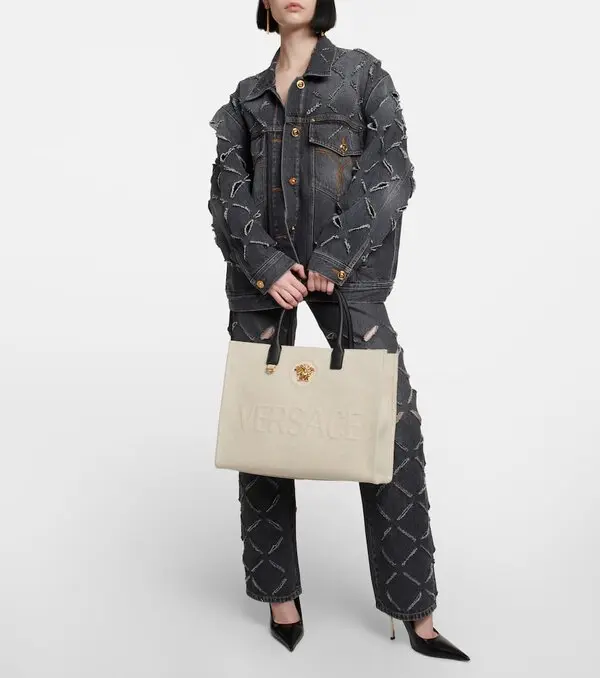 Versace La Medusa Canvas Tote - Beige