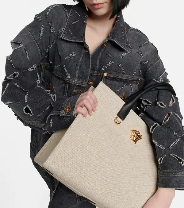Versace La Medusa Canvas Tote - Beige