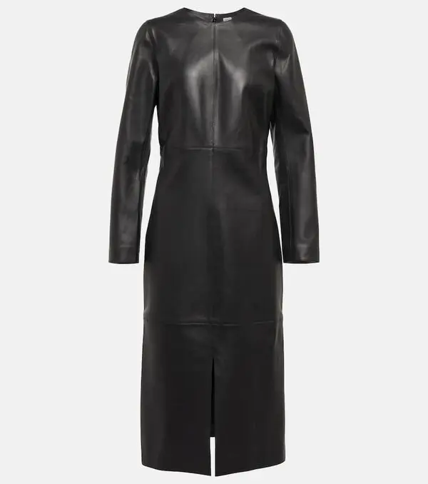 TOTEME Paneled Leather Midi Dress