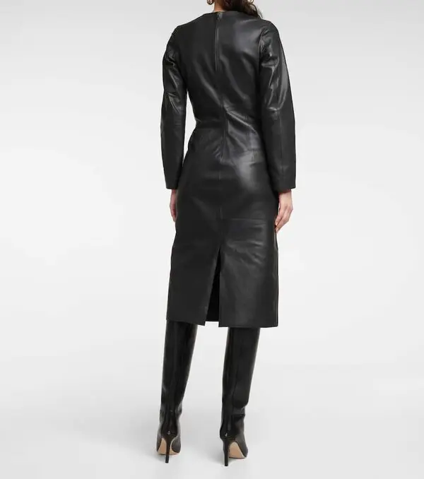 TOTEME Paneled Leather Midi Dress