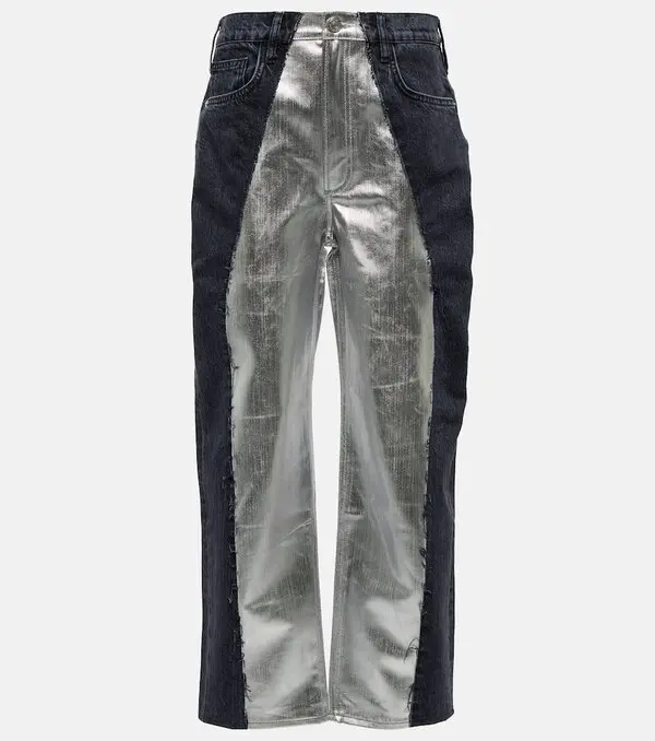 FRAME Pieced Mid-rise Straight Jeans