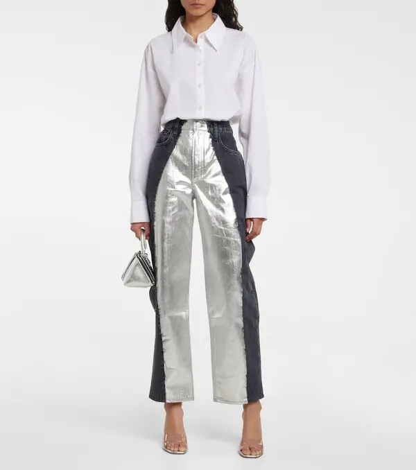 FRAME Pieced Mid-rise Straight Jeans