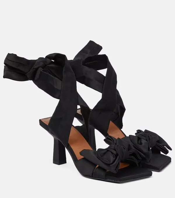 GANNI Bow-trimmed Lace-up Sandals
