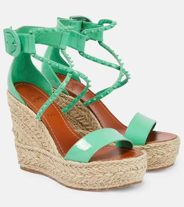 CHRISTIAN LOUBOUTIN Chocazeppa 120 Embellished Wedge Sandals - Green