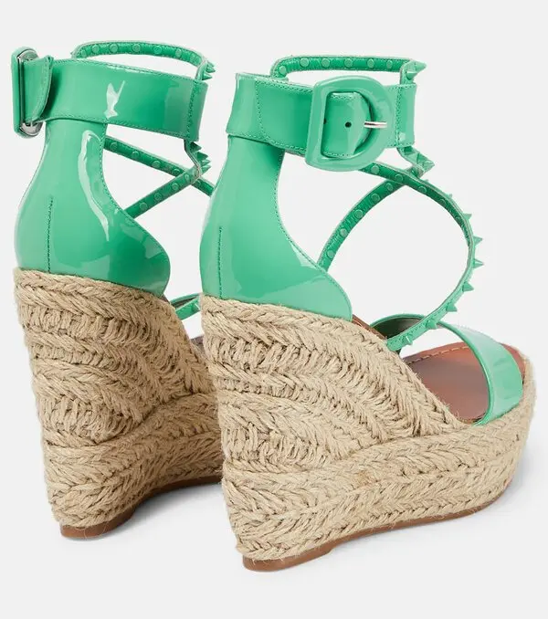 CHRISTIAN LOUBOUTIN Chocazeppa 120 Embellished Wedge Sandals - Green