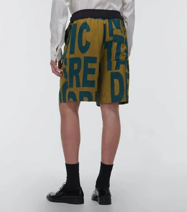 Dries Van Noten Printed Mid-rise Jersey Shorts - Green